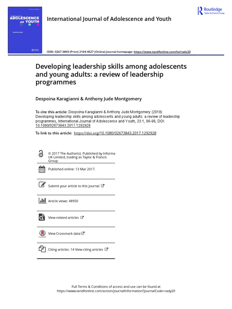 Developing Leadership Skills Among Adolescents and Young Adults A ...