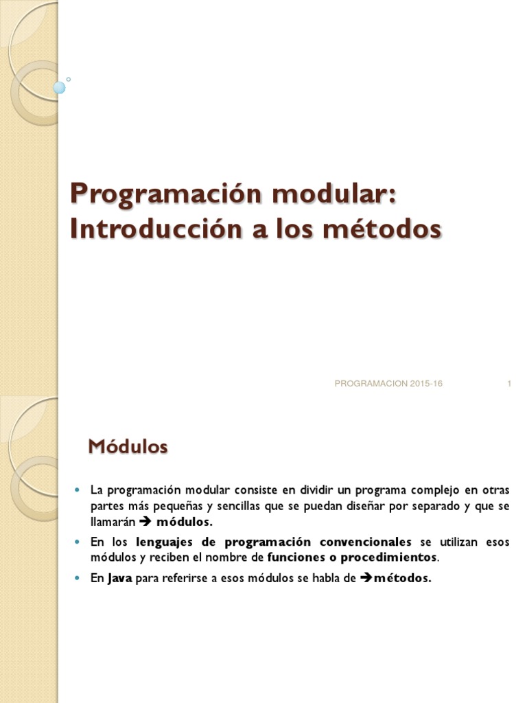 Introducción a Métodos en Java | PDF | Lenguaje de programación | Parámetro (programación de ...