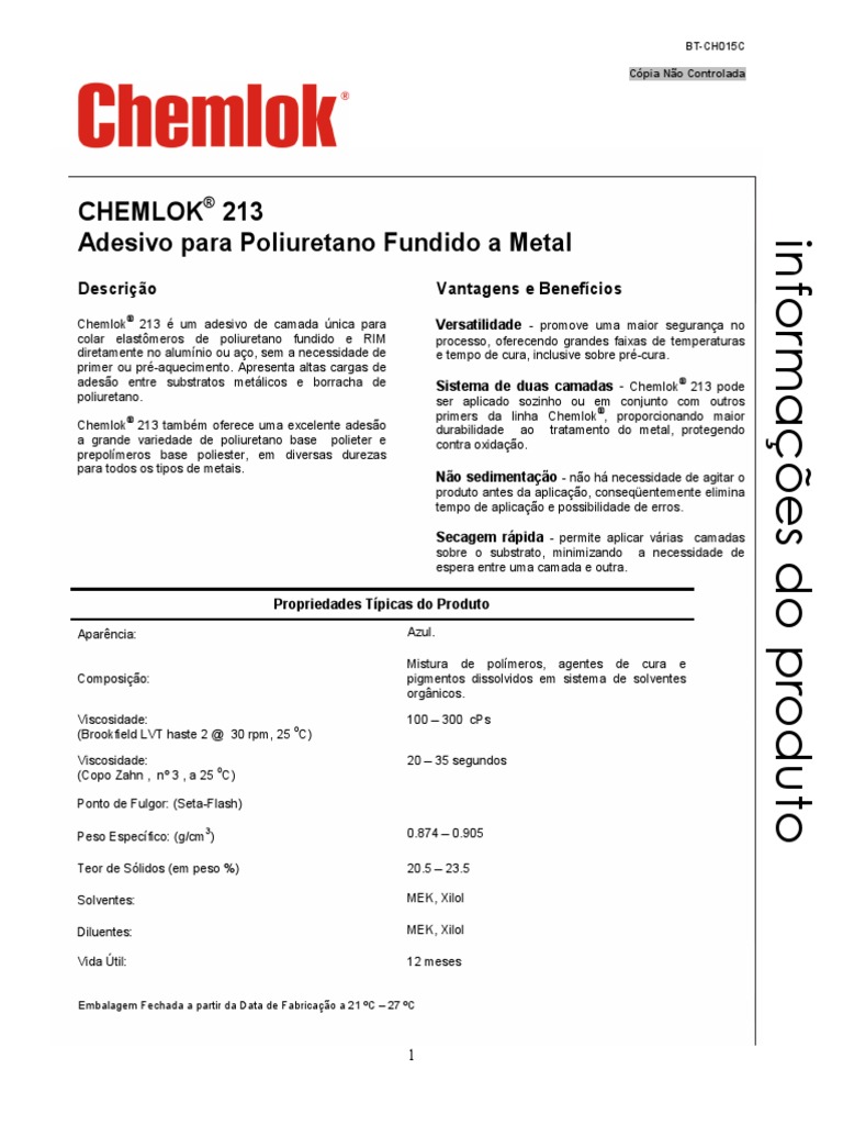 Literatura Chemlok 213 | PDF | Poliuretano | Química