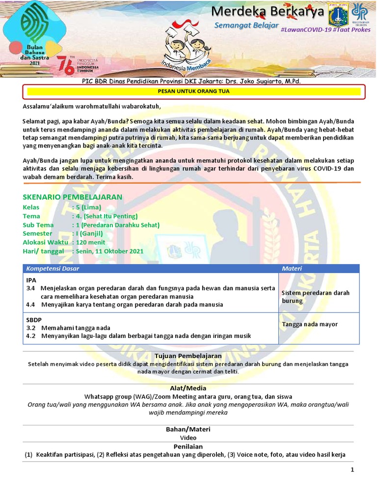 RPP Kelas 5, 11 Oktober 2021 | PDF