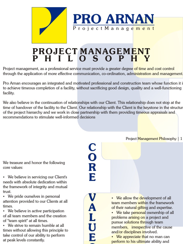 Project Management Philosophy Overview | PDF | Project Management ...