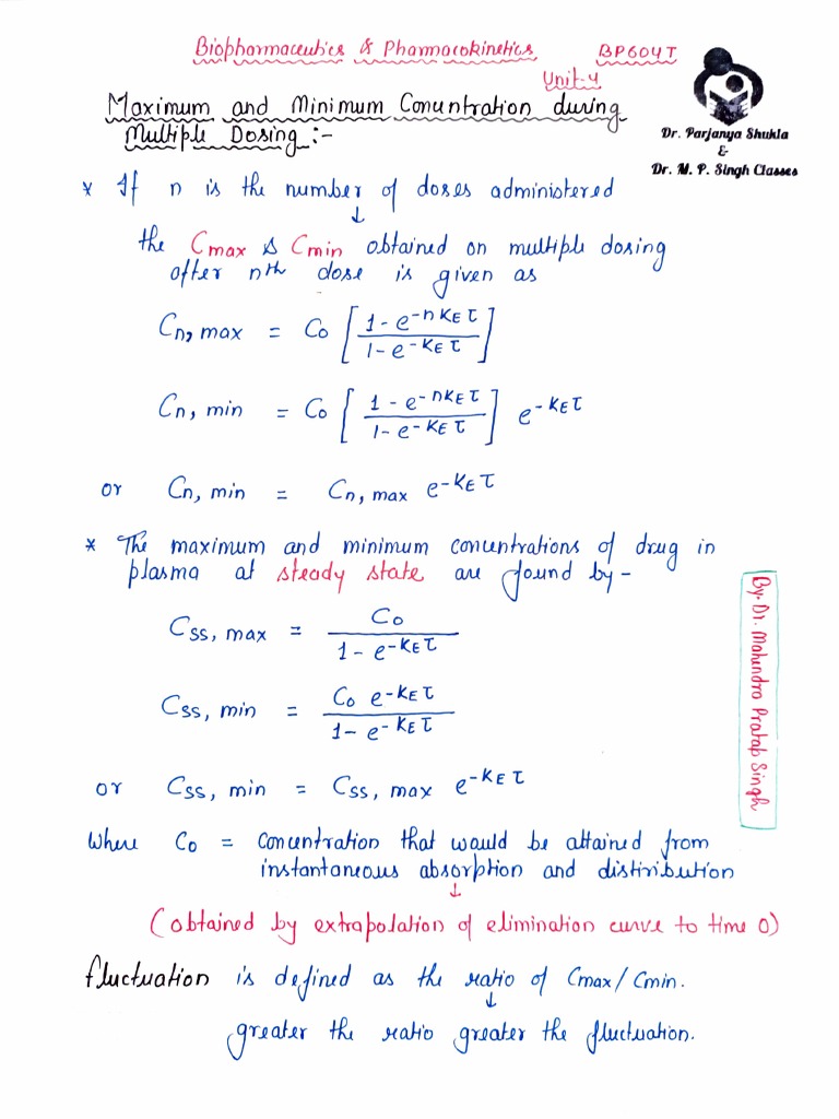 Maximum & Minimum Concentration During Multiple Dosing | PDF | Medical ...