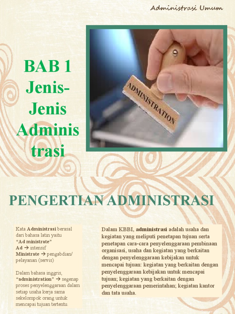 BAB 1 Jenis-Jenis Administrasi | PDF