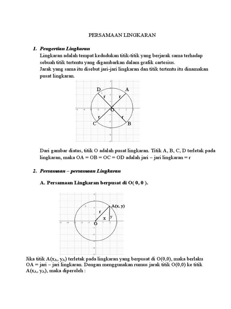 Persamaan Lingkaran dan Contoh Soal | PDF | Metode & Bahan Ajar
