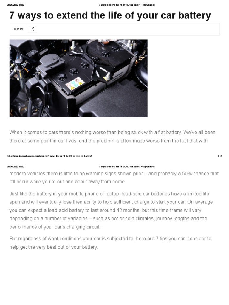 7 Ways To Extend The Life of Your Car Battery | PDF | Electricity ...