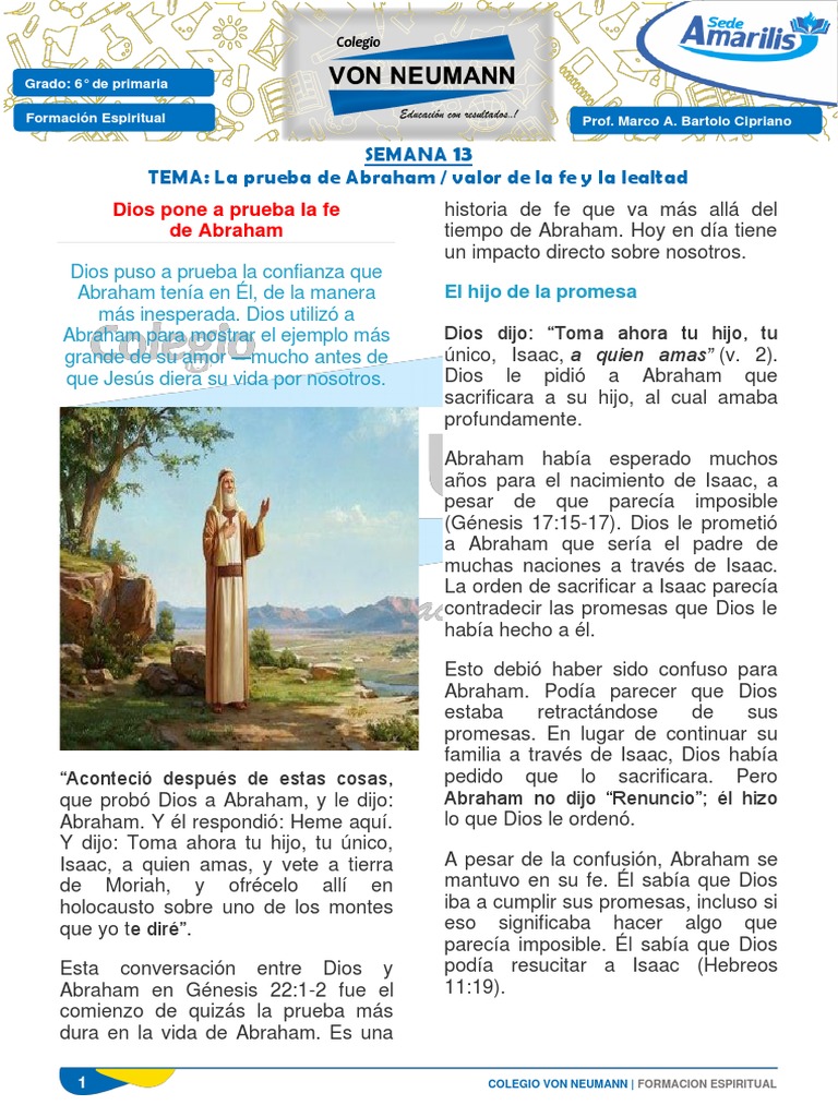 Semana 13. 6° La Prueba de Abraham | PDF | Abrahán | Isaac