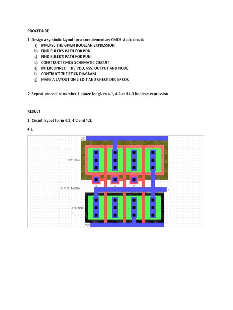 Procedure For Designing Complementary Cmos Static Circuits From Boolean Expressions To Layout