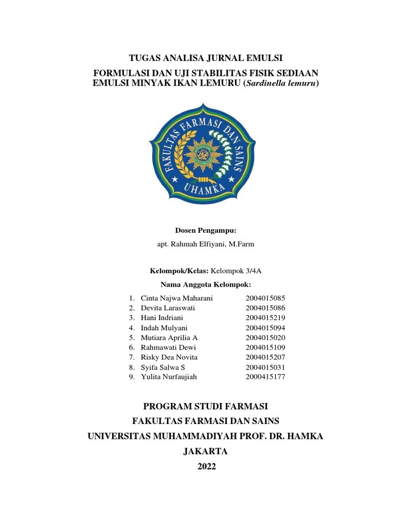 Emulsi Minyak Ikan Lemuru: Analisis Stabilitas | PDF