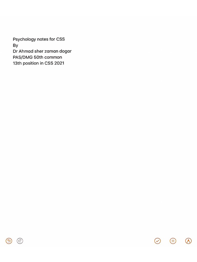 CSS Psychology Notes by DR Sher Zaman D | PDF