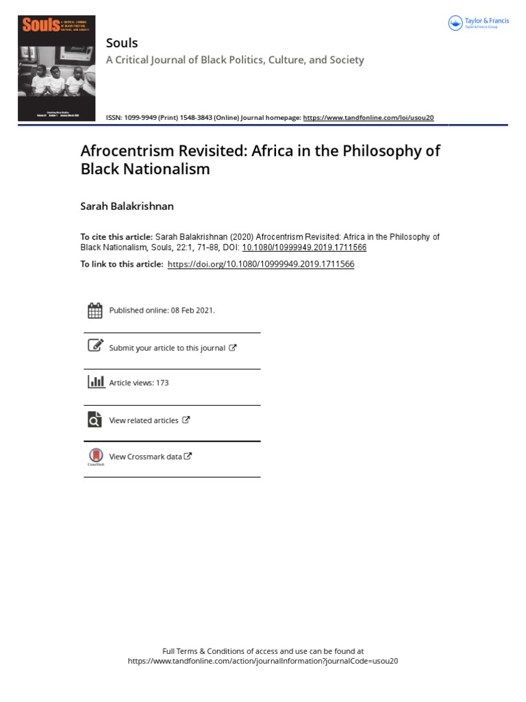 Afrocentrism Revisited - Africa in The Philosophy of Black Nationalism ...