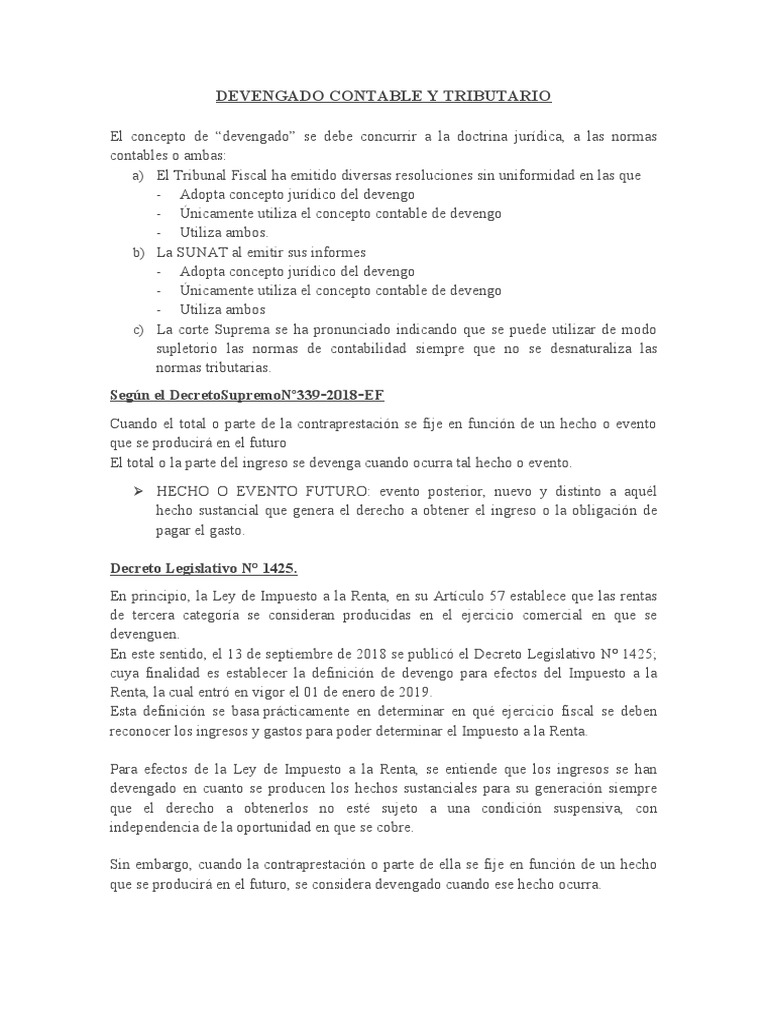 Devengado Contable y Tributario | PDF | Devengo | Contabilidad
