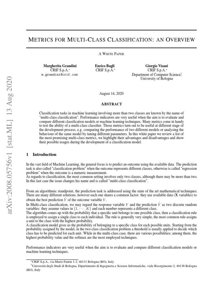 Metrics For Multi-Class Classification | PDF | Statistical Classification | Accuracy And Precision