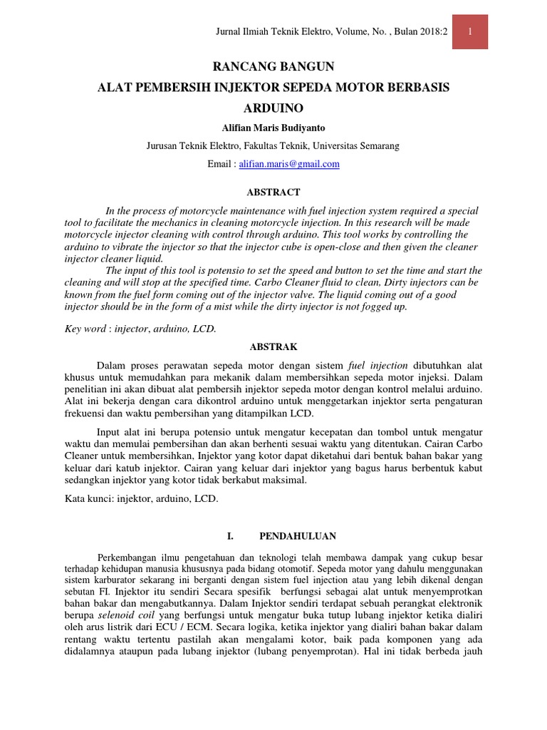 JURNAL ILMIAH Pembersih Injektor Berbasis Arduino | PDF | Teknologi ...