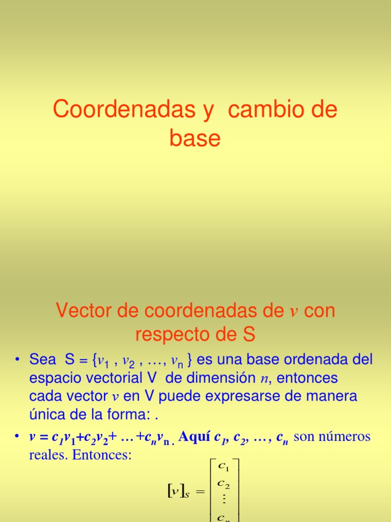 Cambio de base en espacios vectoriales | PDF | Física | Álgebra