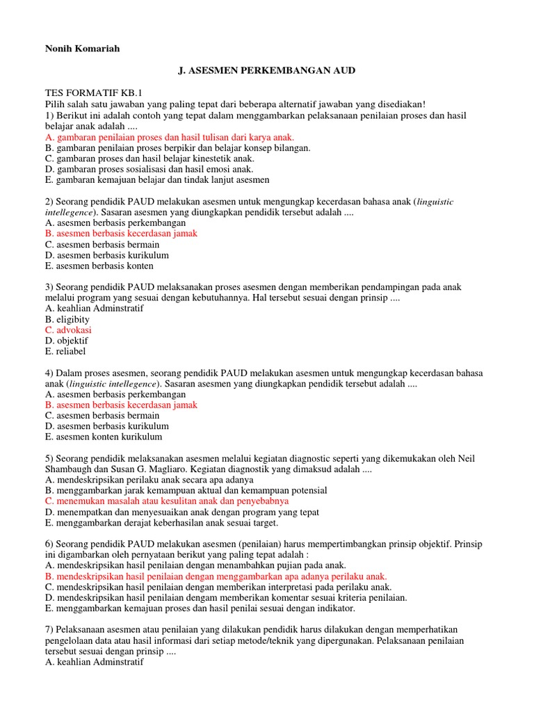 J Asesmen Perkembangan Aud | PDF