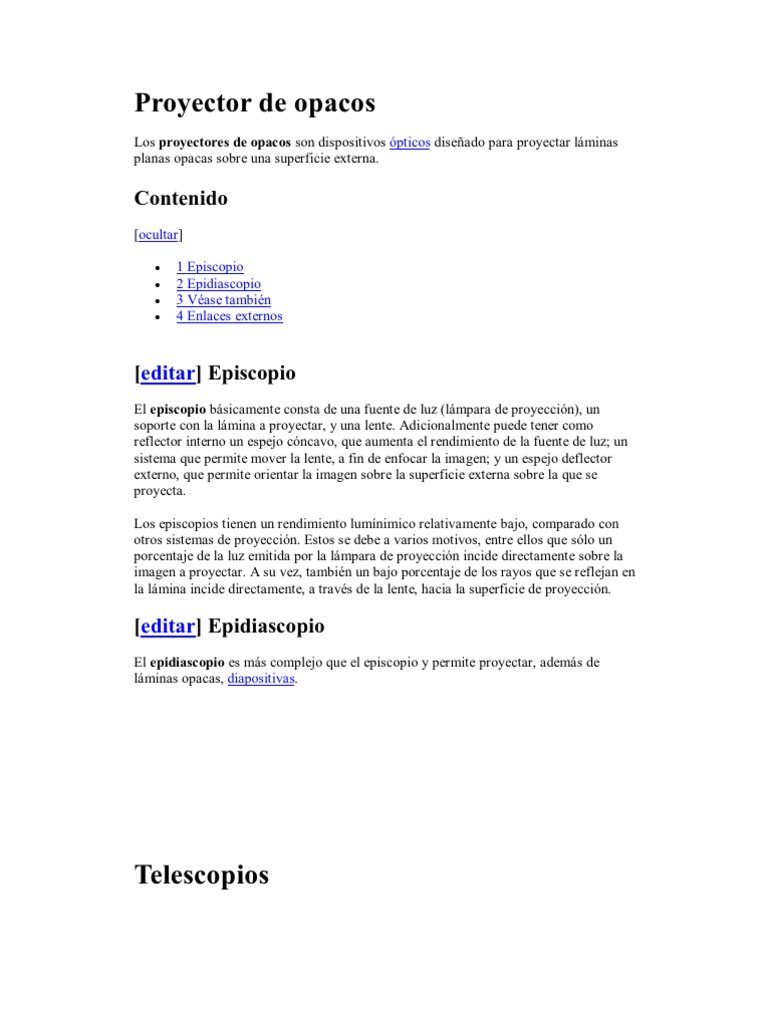 Proyector de Opacos | PDF | Ojo humano | Telescopio