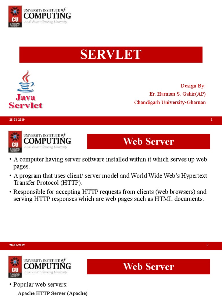 Servlet: Design By: Er. Harman S. Gahir (AP) Chandigarh University-Gharuan | PDF | Http Cookie ...