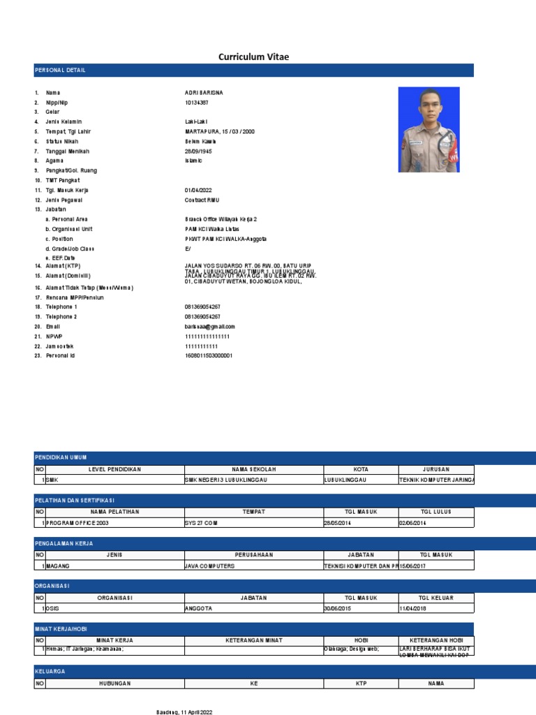 Curriculum Vitae: Personal Detail | PDF