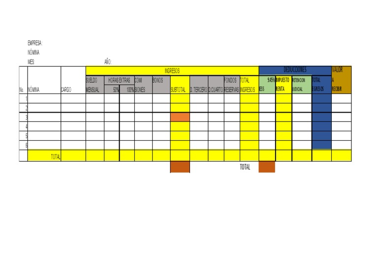Formato de Rol de Pagos | PDF | Derecho