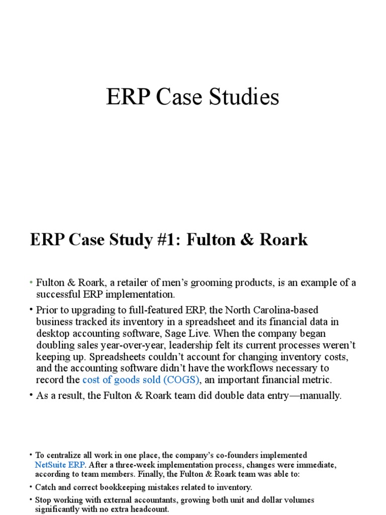Erp Case Studies Pdf Enterprise Resource Planning Customer