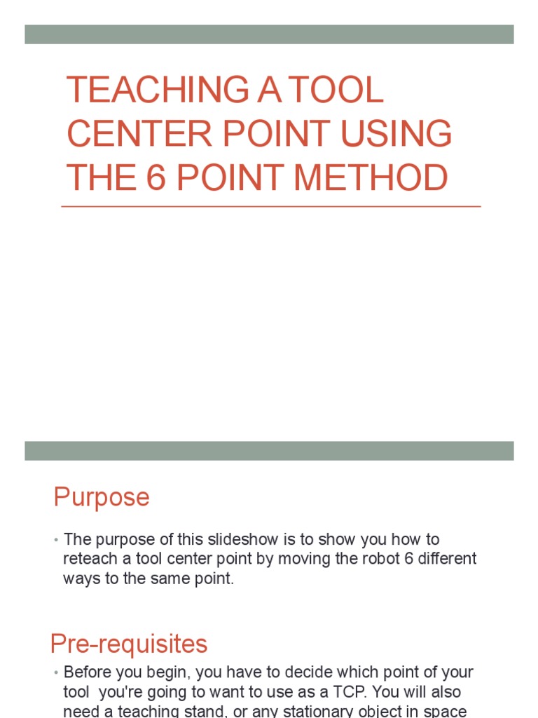 Teaching A Tool Center Point Using The 6 Point Method | PDF