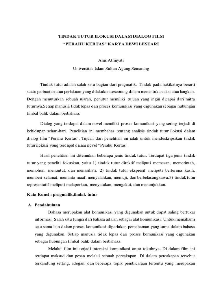 Tindak Tutur Ilokusi Dalam Dialog Film | PDF