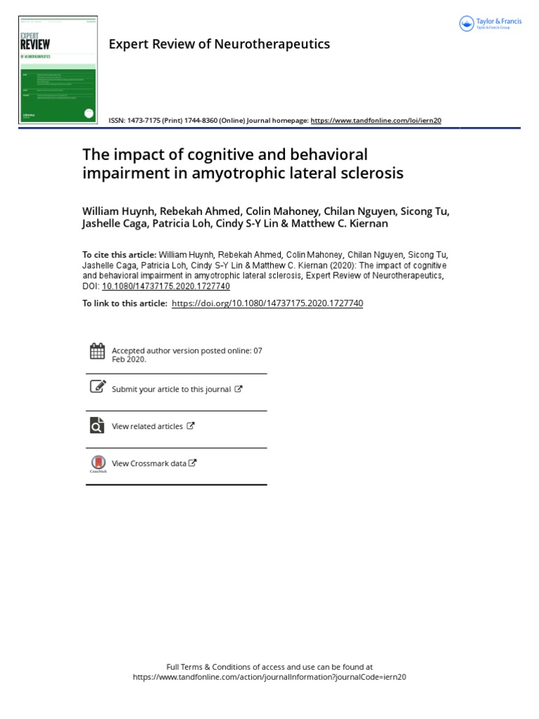 The Impact of Cognitive and Behavioral Impairment in Amyotrophic Lateral Sclerosis | PDF ...