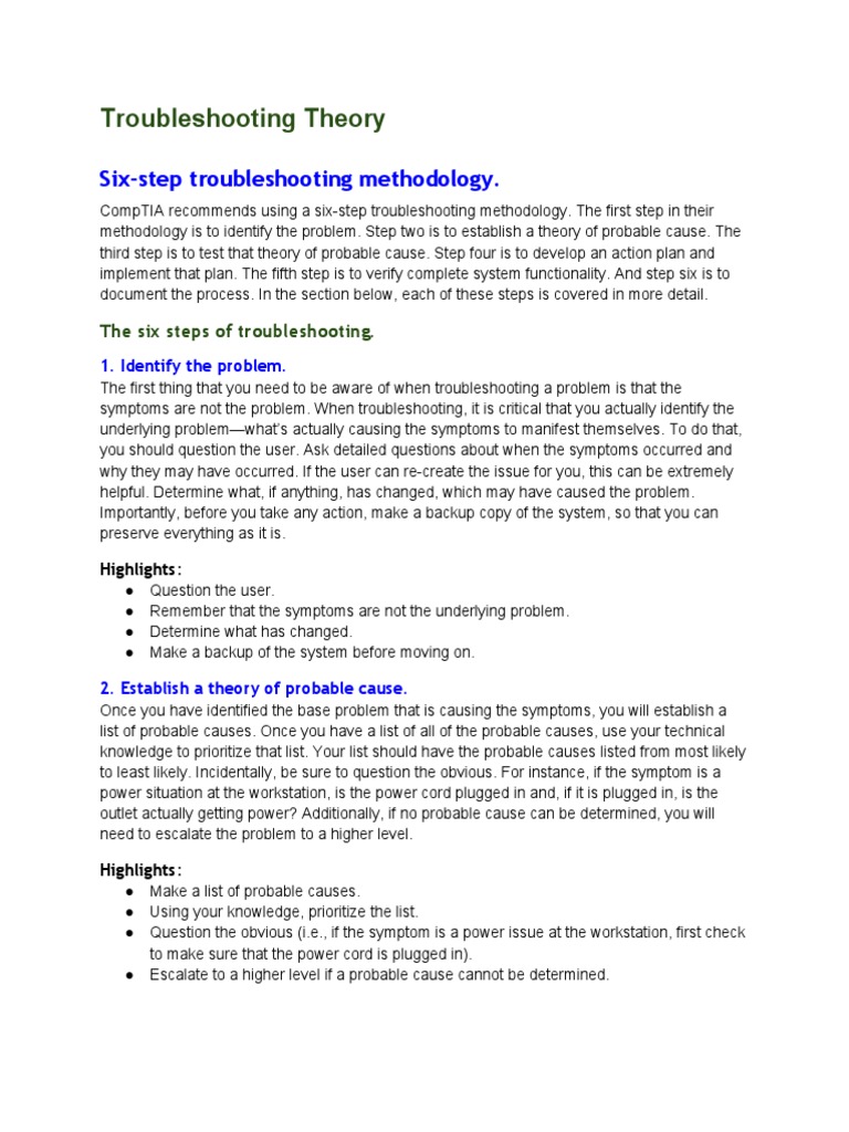 Six-Step Troubleshooting Guide | PDF | Troubleshooting ...