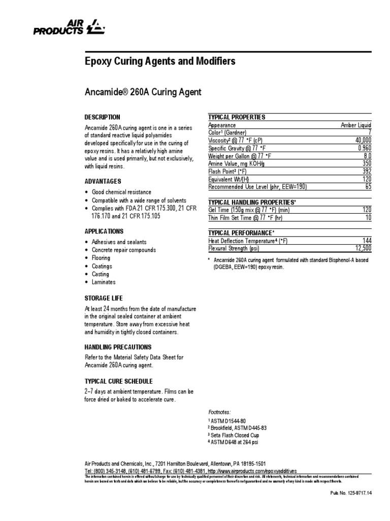 Epoxy Curing Agents and Modifiers: Ancamide® 260A Curing Agent | PDF ...