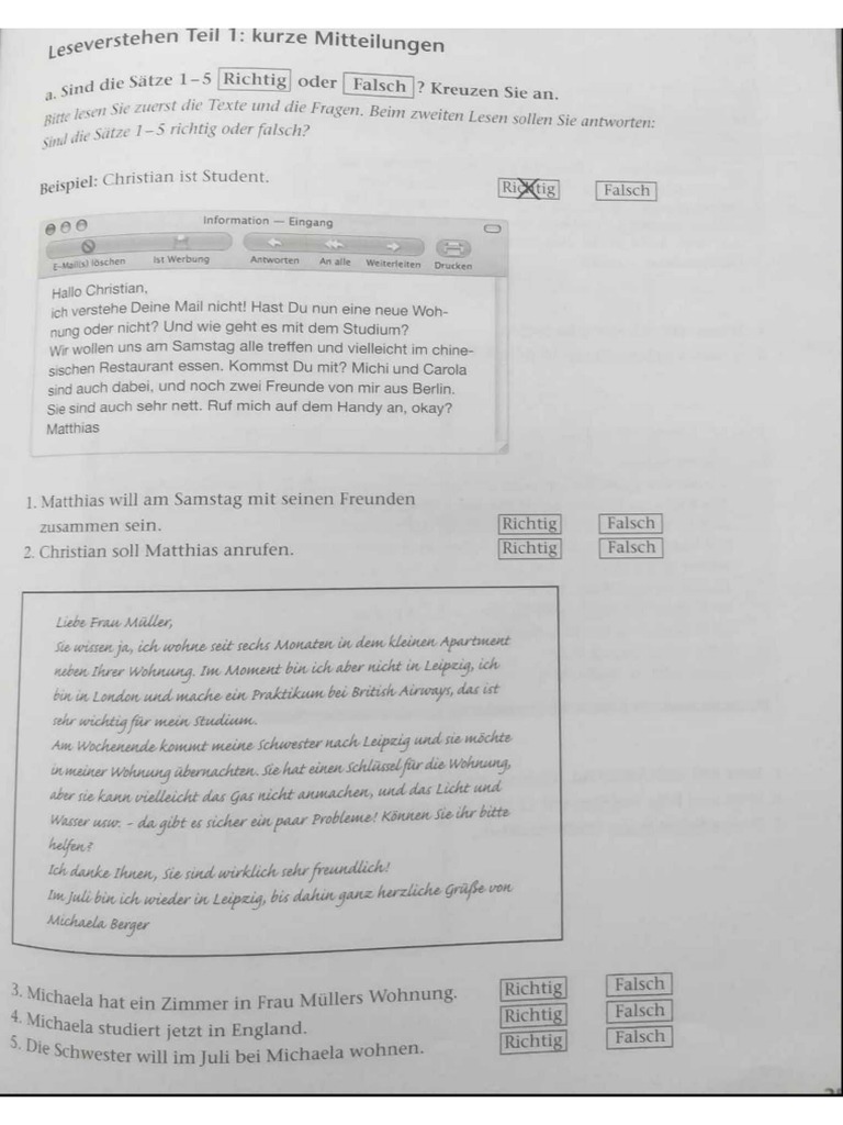 A1 Lesen Übungen | PDF