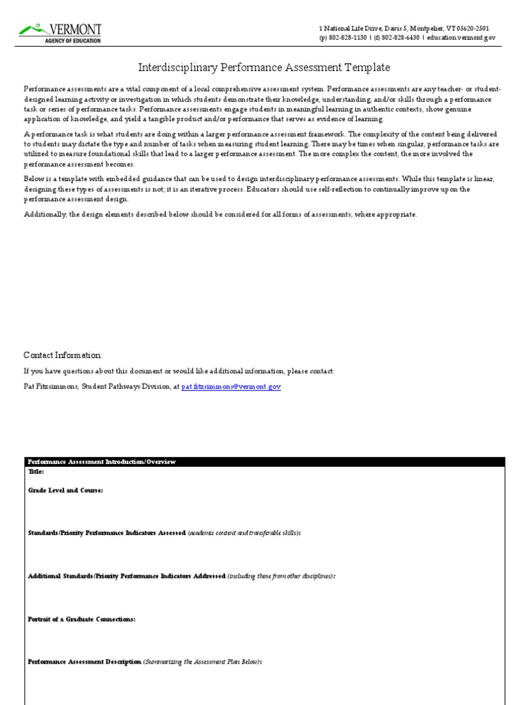 Edu Interdisciplinary Performance Assessment Template | PDF ...