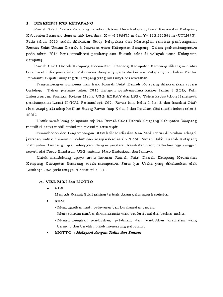 Deskripsi RSD Ketapang | PDF