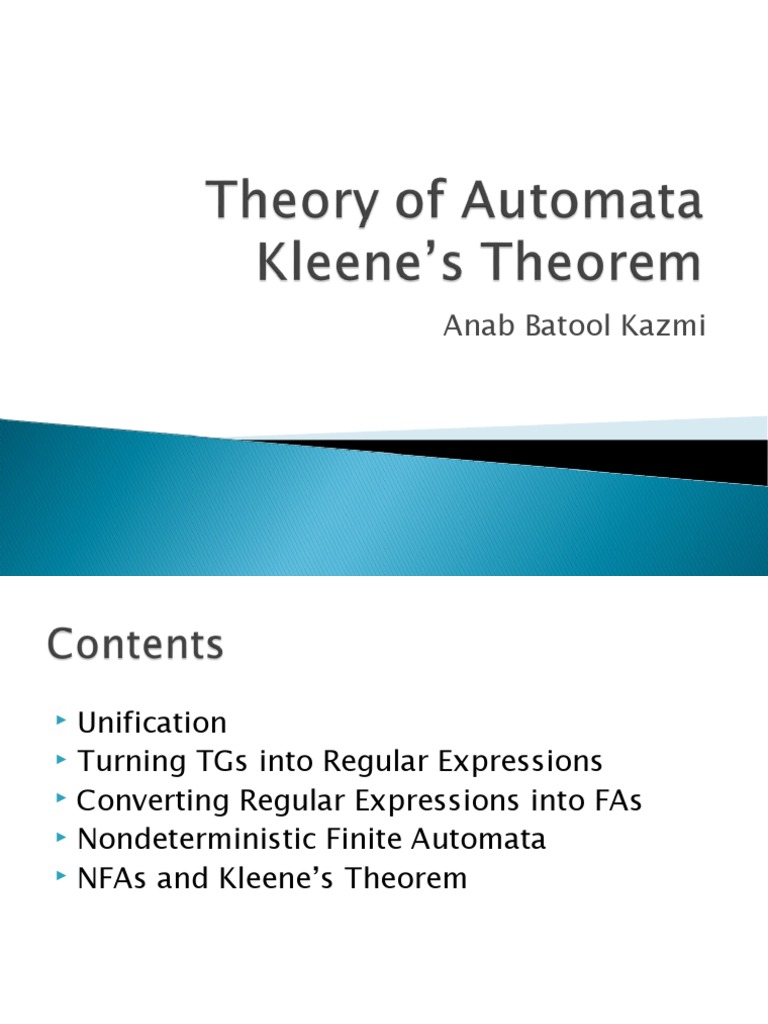 05 Kleens+theorem | PDF | Theory Of Computation | Applied Mathematics