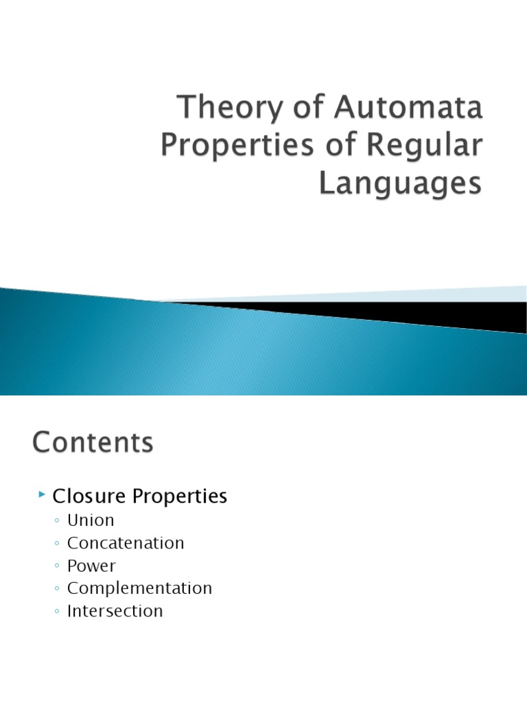 07 Properties of Regular Languages | PDF | Automata Theory | Theory Of Computation