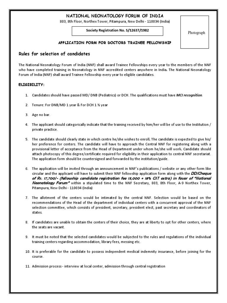NNF Trainee Fellowship Application 2025 | PDF | Doctor Of Medicine ...