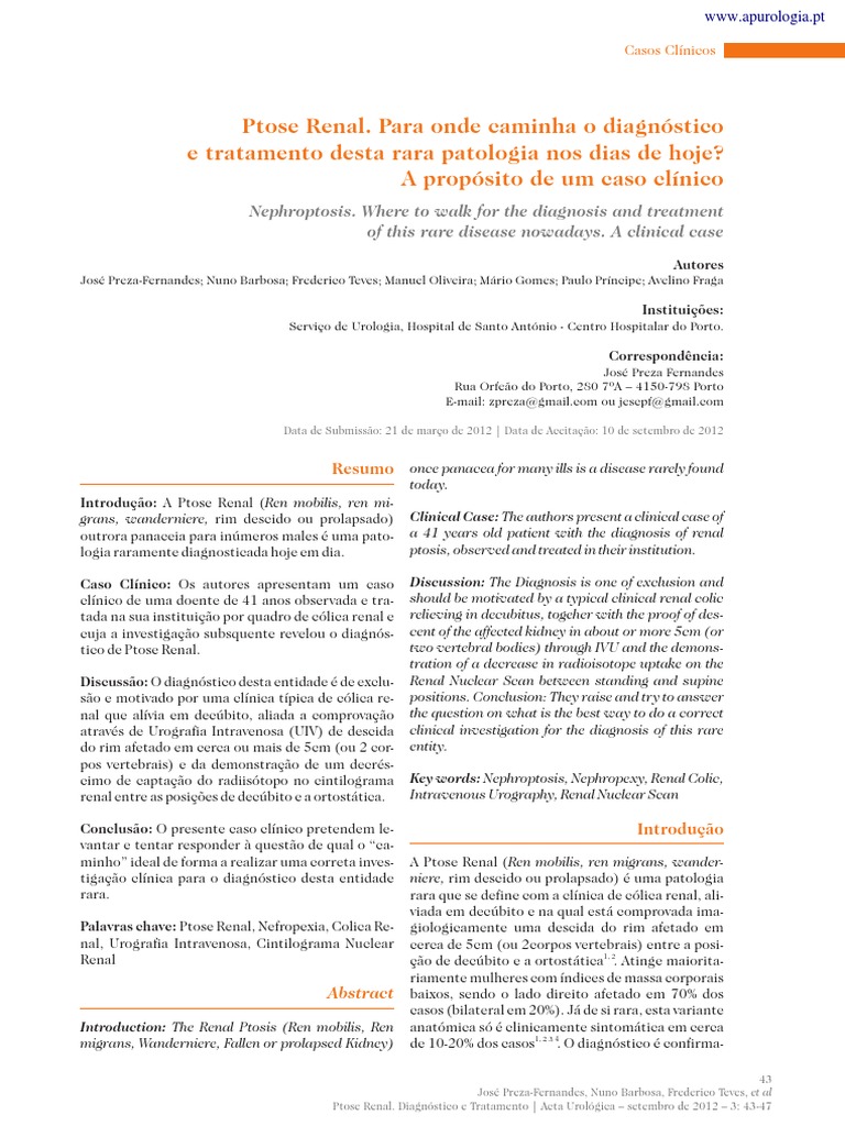 Ptose Renal | PDF | Rim | Especialidades médicas