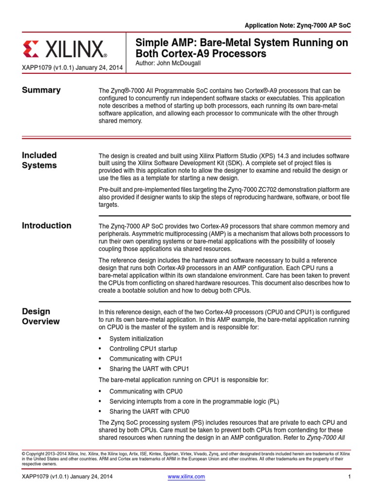Xapp1079 Amp Bare Metal Cortex A9 | PDF | Cpu Cache | Booting