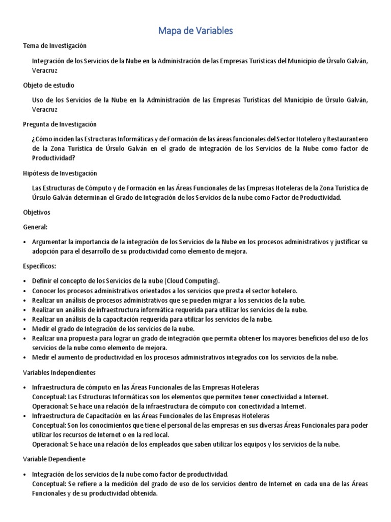 Ejemplo de Mapa de Variables | PDF | Calidad (comercial) | Computación ...