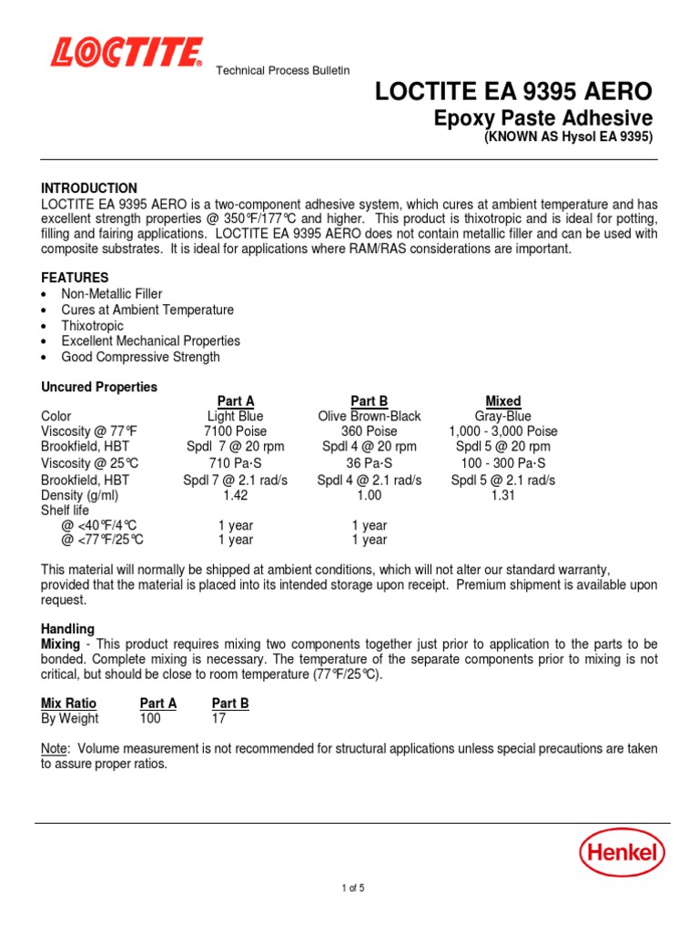 Loctite Ea 9395 Aero: Epoxy Paste Adhesive | PDF | Adhesive | Epoxy