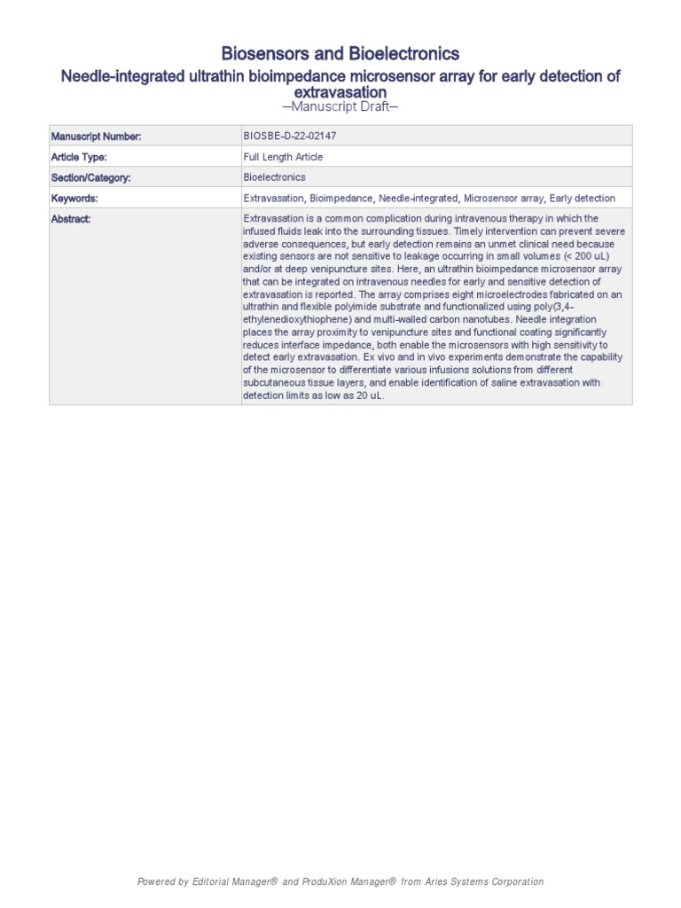 Needle-Integrated Ultrathin Bioimpedance Microsensor Array For Early ...