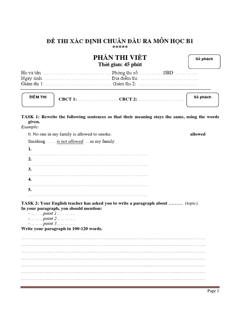 Writing Vstep 3 Template | PDF | Writing