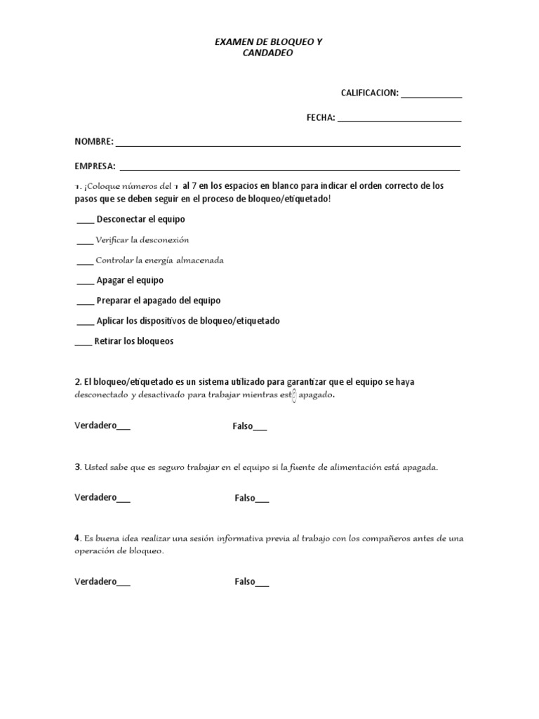 Examen LOTO | PDF
