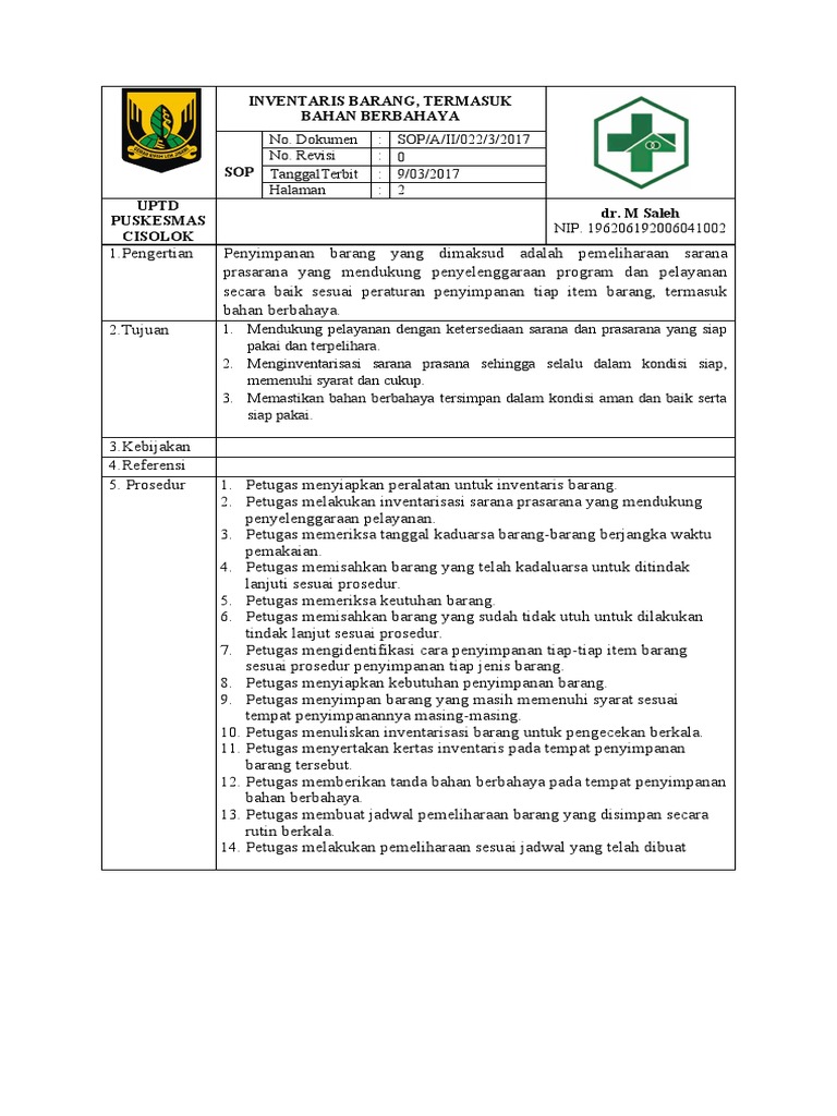 Sop Inventaris Barang | PDF