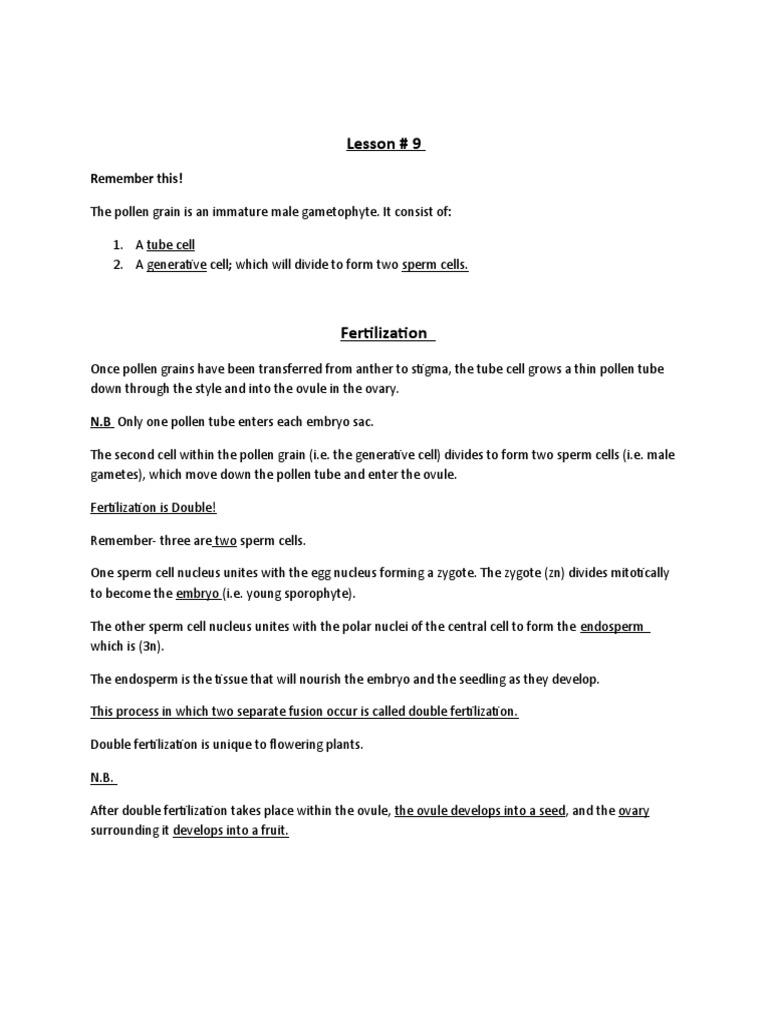 Lesson # 9 - Fertilization | PDF