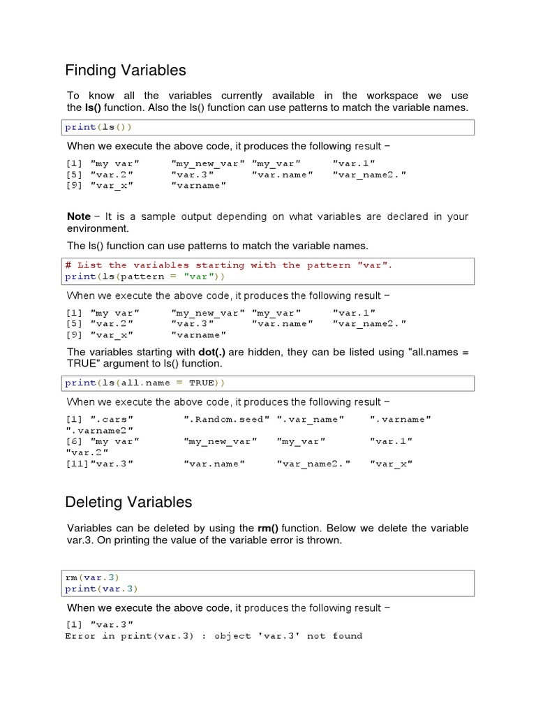 R Programming 3 Pdf Variable Computer Science Function
