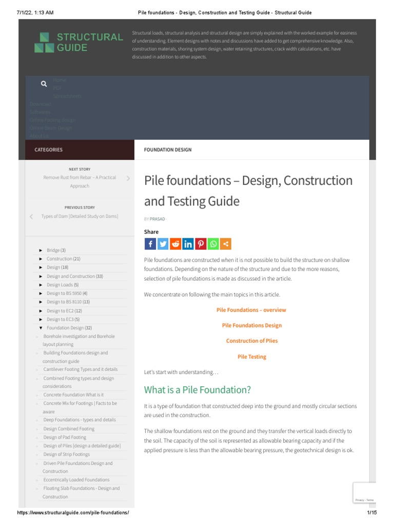 Pile Foundations - Design, Construction and Testing Guide: What Is A ...
