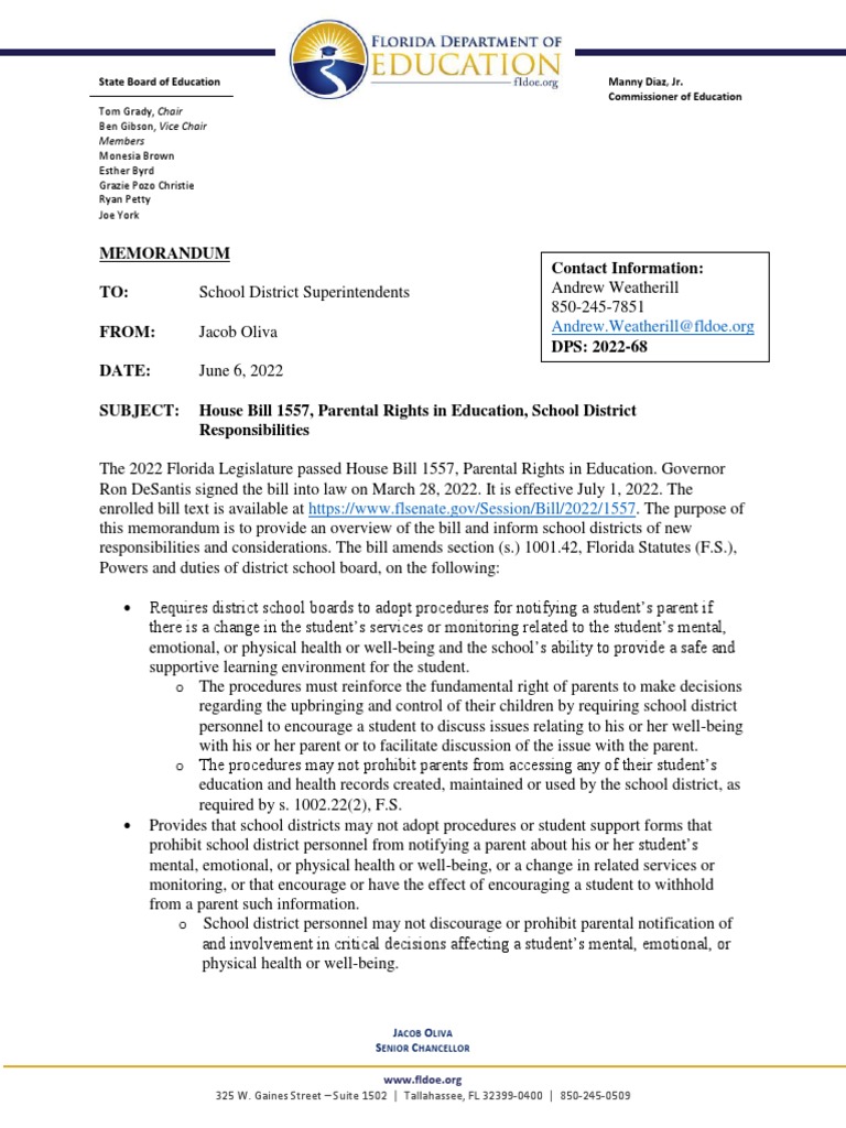Overview of Florida's HB 1557 Law | PDF | Justice | Crime & Violence