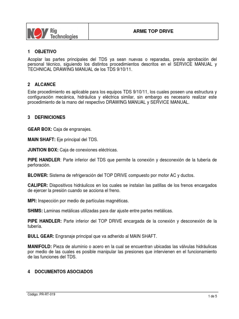 PR-RT-019 Arme TDS R4 | PDF | Engranaje | Equipo