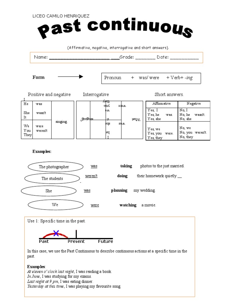 Past Continuous Guia | Languages | Grammar