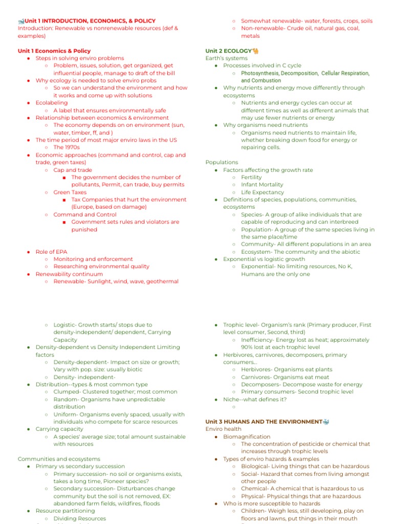 Environmental Science Final Exam Guide | PDF | Biodiversity | Renewable ...